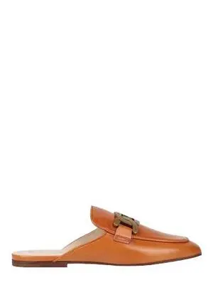 TOD'S Soft Leather Mules With Metal Detailing - Brown