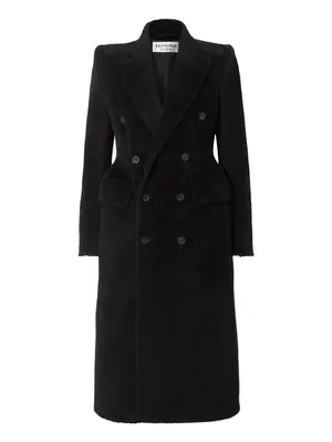 Balenciaga Hourglass Double-breasted Wool-blend Twill Coat - Black