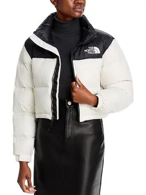 The North Face Nuptse Cropped Jacket - White Dune/tnf Black