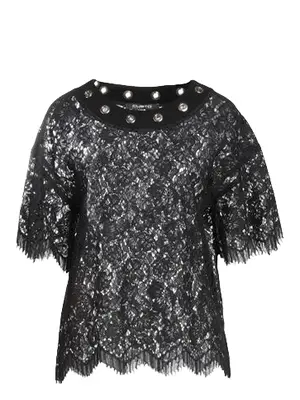 CUSTO BARCELONA Custo Barcelona Embellished Lace Top Black