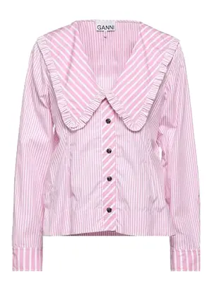 GANNI Organic Cotton Ruched Shirt - Pink