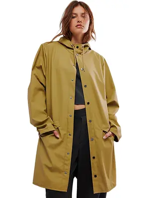 Rains Long Rain Jacket Khaki