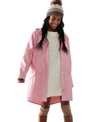Rains Long Rain Jacket Pink