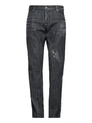 Dsquared2 Jeans In Cotton, Elastane And Cow Leather - Black
