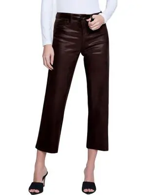 L'Agence Wanda High Waist Crop Wide Leg Pants - Dark Java Coated