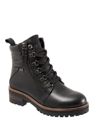 Softwalk Everett Lace-up Boots - Black Tumbled Leather