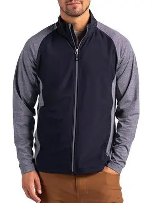 Cutter & Buck Adapt Hybrid Full Zip Jacket Navy Blue Heather/navy Blue