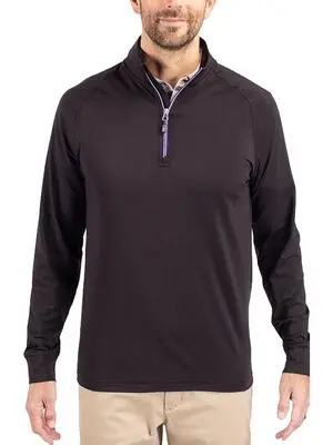Cutter & Buck Cutter & Buck Adapt Knit Quarter Zip Pullover Black/ College Purple