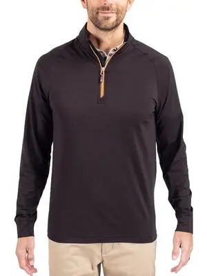 Cutter & Buck Cutter & Buck Adapt Knit Quarter Zip Pullover Black/ Orange