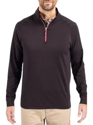Cutter & Buck Adapt Knit Quarter Zip Pullover - Black/red