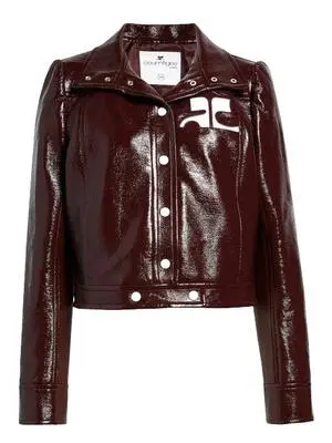 COURREGES Courrèges Logo Patch Vinyl Jacket Burgundy
