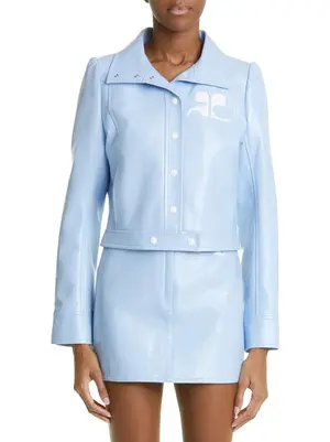 COURREGES Courrèges Logo Patch Vinyl Jacket Sky