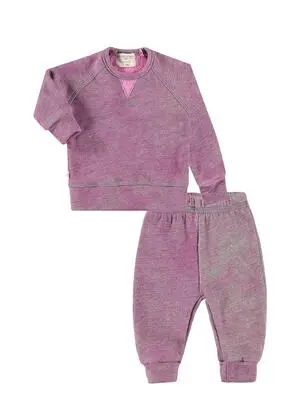 PAIGELAUREN Organic Cotton Blend Sweatshirt & Joggers Set - Pink