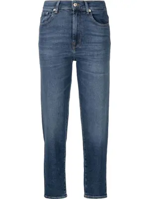 7 For All Mankind Skinny Cropped Jeans - Blue