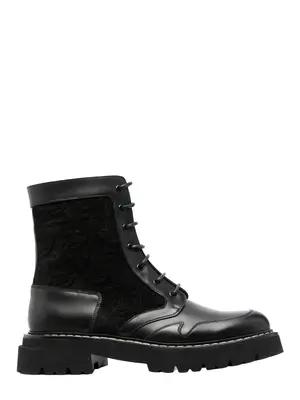FERRAGAMO Panelled Leather Boots - Black