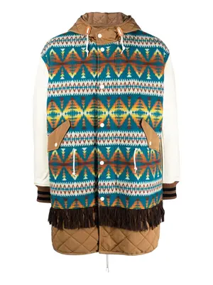 Junya Watanabe Graphic-print Hooded Parka - Brown