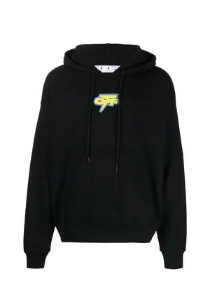 Off-White Thunder Print Skate Hoodie - Black