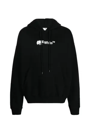 Off-White Helvetica Logo-embroidered Hoodie - Black