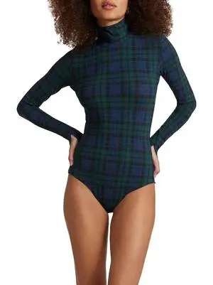 Commando Commando Classic Turtleneck Thong Bodysuit Tartan Plaid