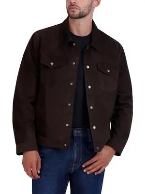 Cole Haan Suede Trucker Jacket - Dark Chocolate