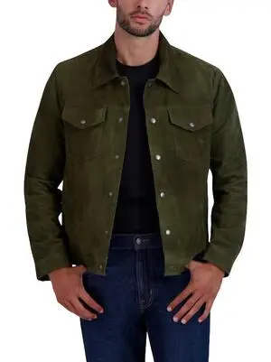 Cole Haan Suede Trucker Jacket - Green