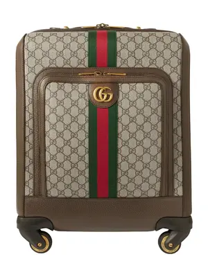 Gucci Savoy Leather-trimmed Suitcase - Brown