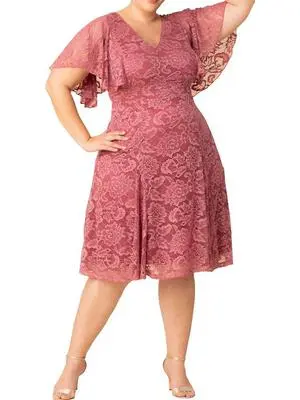 KIYONNA Camille Lace Midi Dress - Rose Pink