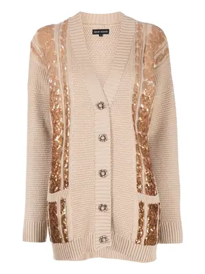IZAAK AZANEI Sequin Embellished Cardigan - Brown