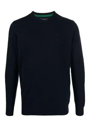 Barbour Logo-embroidered Wool Sweater - Blue
