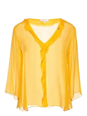 Patrizia Pepe Ruched Crepe Shirt - Orange