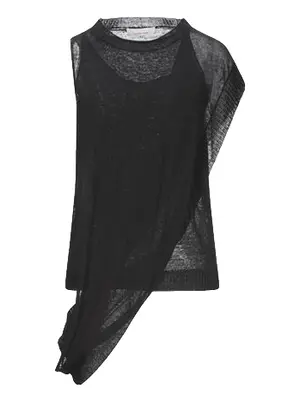 Liviana Conti Linen-blend Knit Sleeveless Top - Black