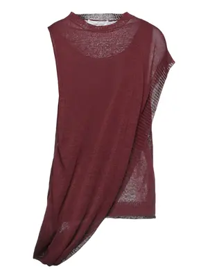 Liviana Conti Linen-Blend Knit Sleeveless Top Brick Red