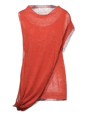 Liviana Conti Linen-Blend Knit Sleeveless Top Orange