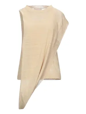 Liviana Conti Linen-Blend Knit Sleeveless Top Sand