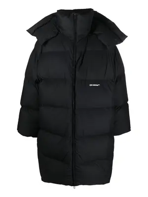 Off-White Logo-print Puffer Coat - Black