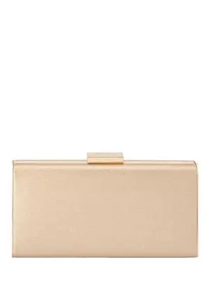 OLGA BERG Metallic Box Clutch With Chain Strap - Champagne