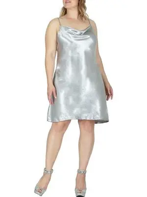 STANDARDS & PRACTICES Cowl Neck Metallic Slipdress - Silver