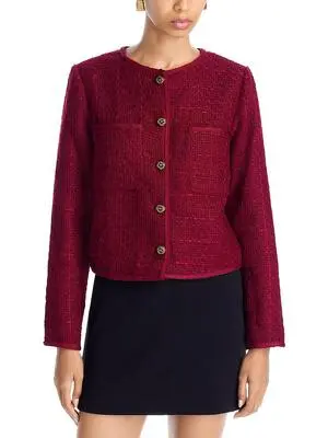 Aqua Tweed Jacket - Dark Cherry