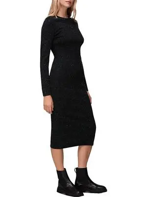 Whistles Annie Sparkle Knit Sweater Dress - Black
