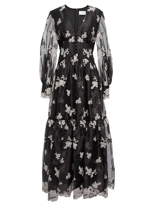 ERDEM Tabetha Floral Embroidered Silk Dress