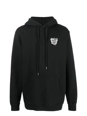 HTC LOS ANGELES Logo Print Cotton Hoodie - Black