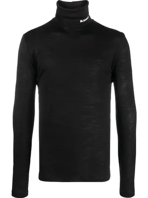 JIL SANDER Logo-print Roll-neck Jumper - Black