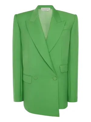 Alexander McQueen Double-breasted Blazer With Asymmetric Hem - Green