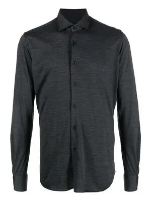 DELL'OGLIO Long-sleeve Wool Shirt - Grey