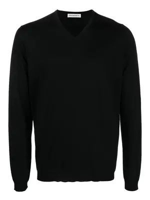 GOES BOTANICAL Merino Wool V-neck Jumper - Black