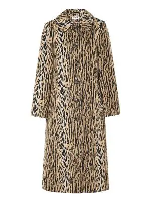 Rixo Milly Leopard-print Felt Coat - Brown
