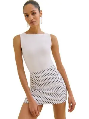 REFORMATION Reformation Veranda Linen Mini Skirt Eclipse Dot