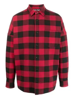 Palm Angels Logo-print Checked Shirt - Red