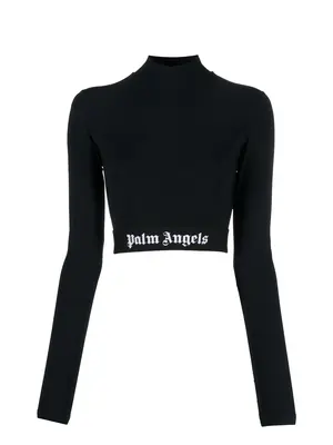 Palm Angels Logo-underband Crop Top - Black