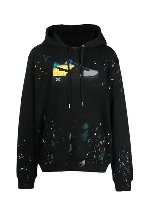 MOSTLY HEARD RARELY SEEN Graphic-print Paint-splattered Hoodie - Black